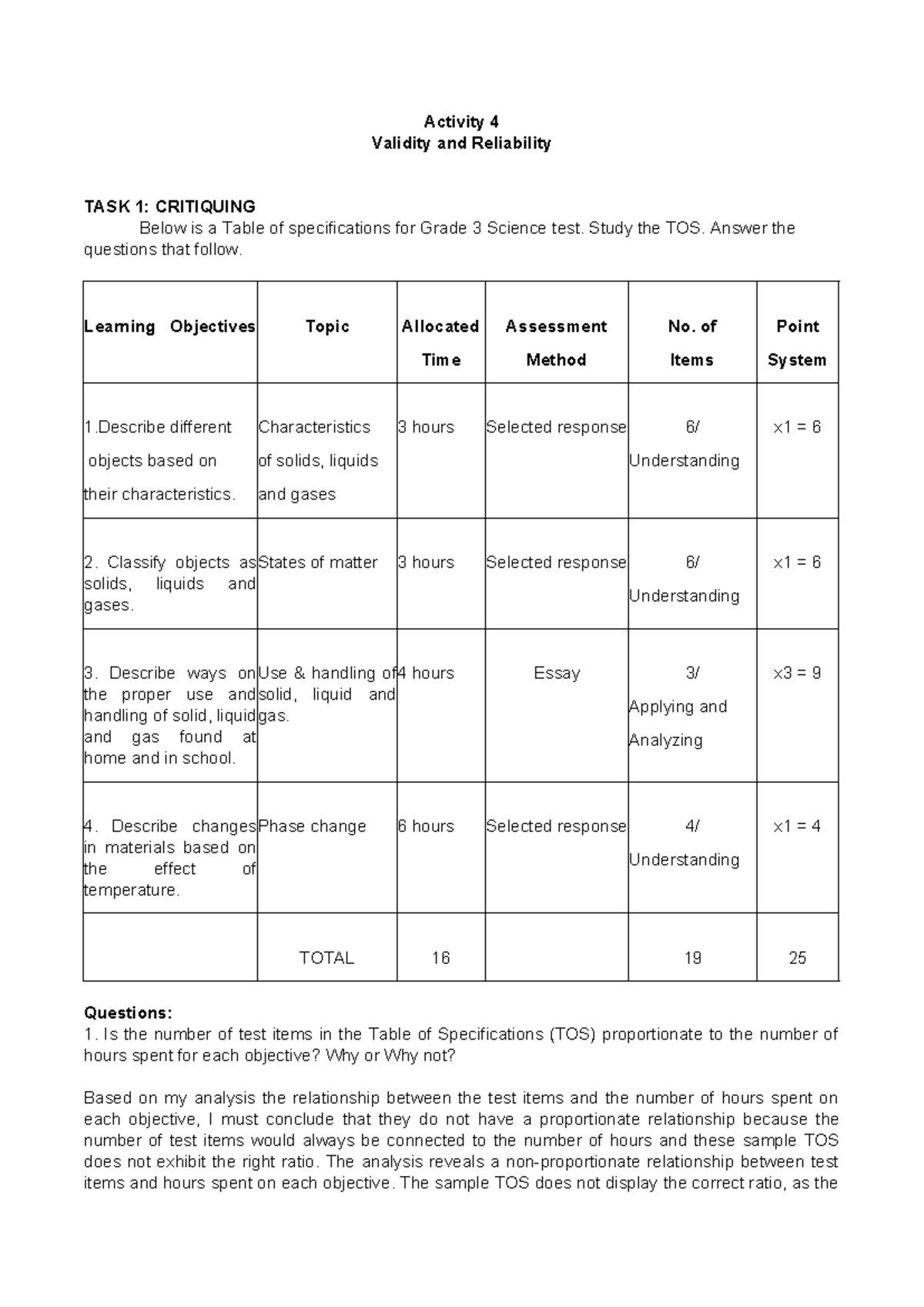 Activity 4 Educ 7 - Activity 4 Validity and Reliability TASK 1 ...