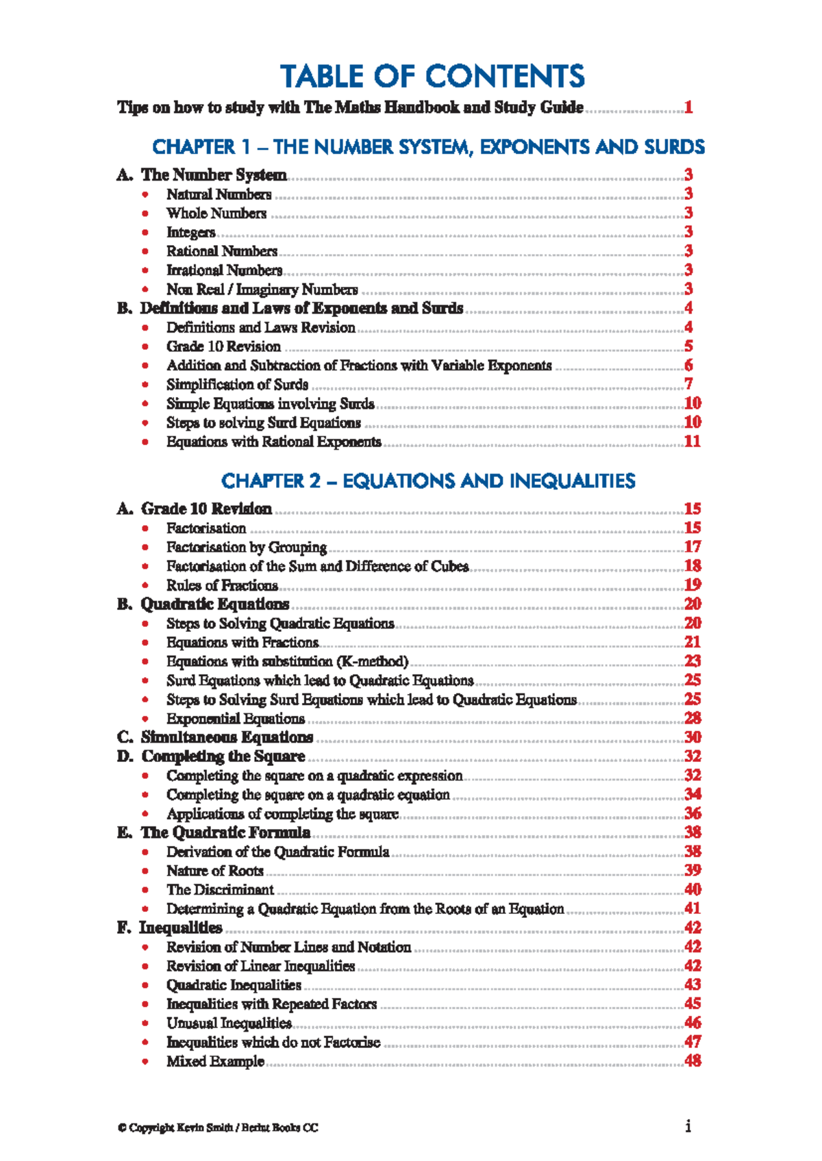 Grade-11-Maths-pages - TABLE OF CONTENTS Tips on how to study with The Maths Handbook and Study ...