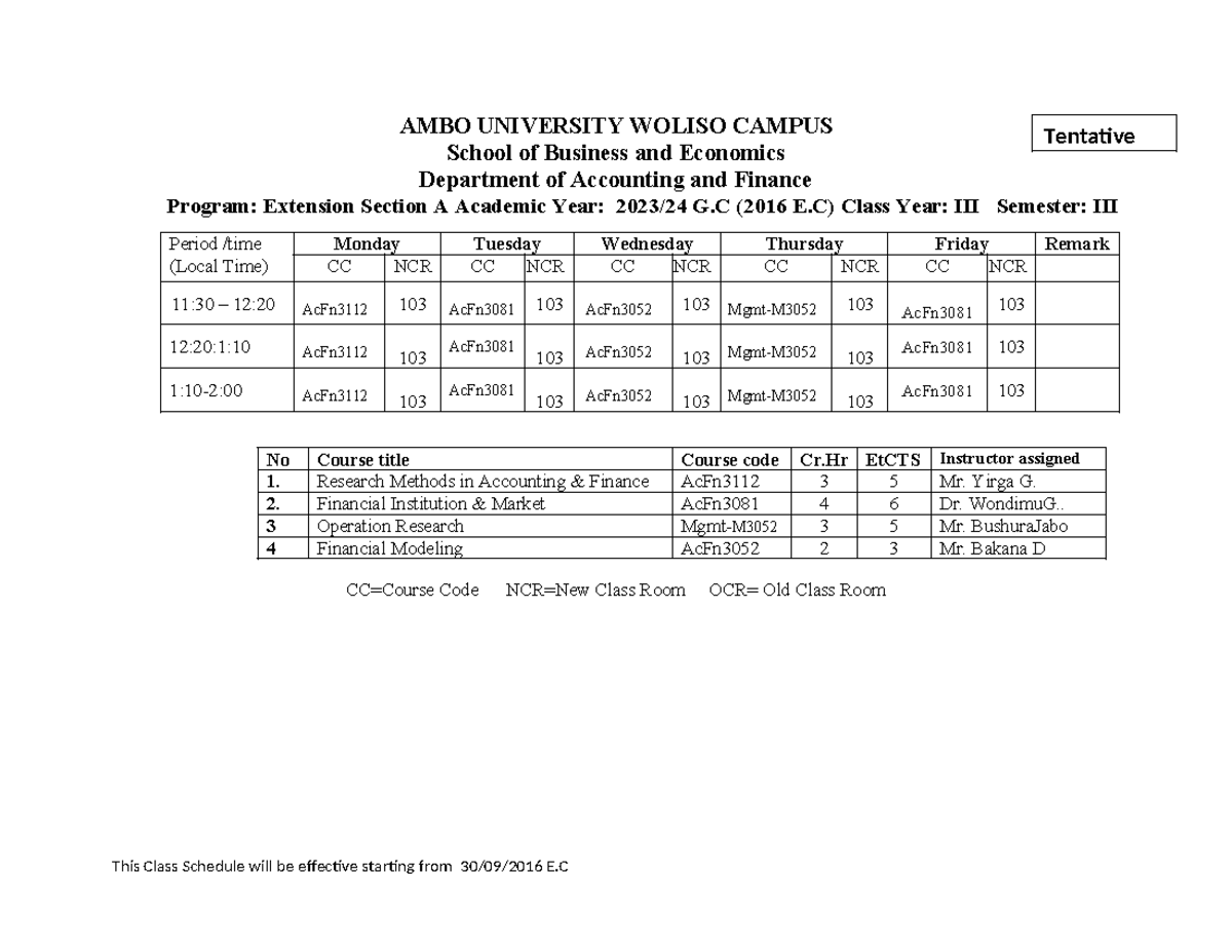 3RD Yr. 3rd semester extensional - AMBO UNIVERSITY WOLISO CAMPUS School ...