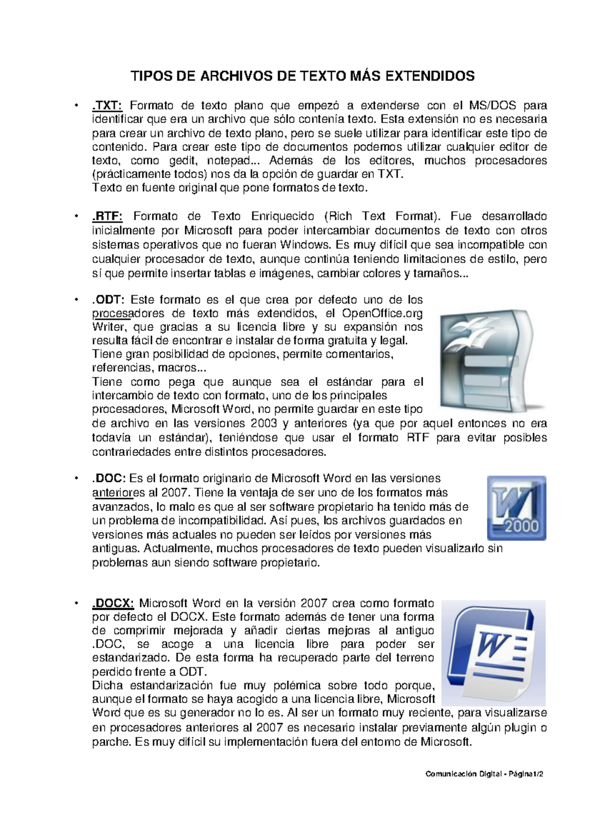 TP Tipos de Archivo - TIPOS DE ARCHIVOS DE TEXTO EXTENDIDOS .TXT ...