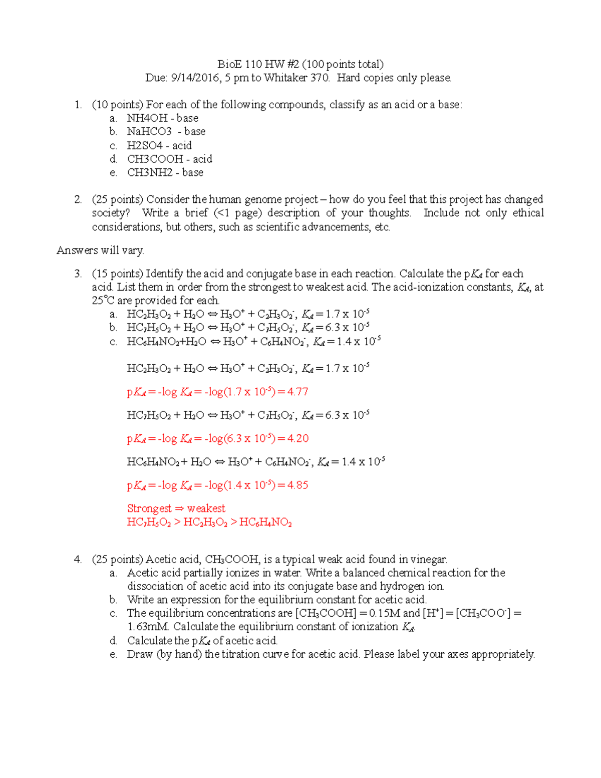 Bio E 110 Fall 2017 HW2 (1), solutions - BioE 110 HW #2 (100 points total) Due: 9/14/2016, 5 pm ...