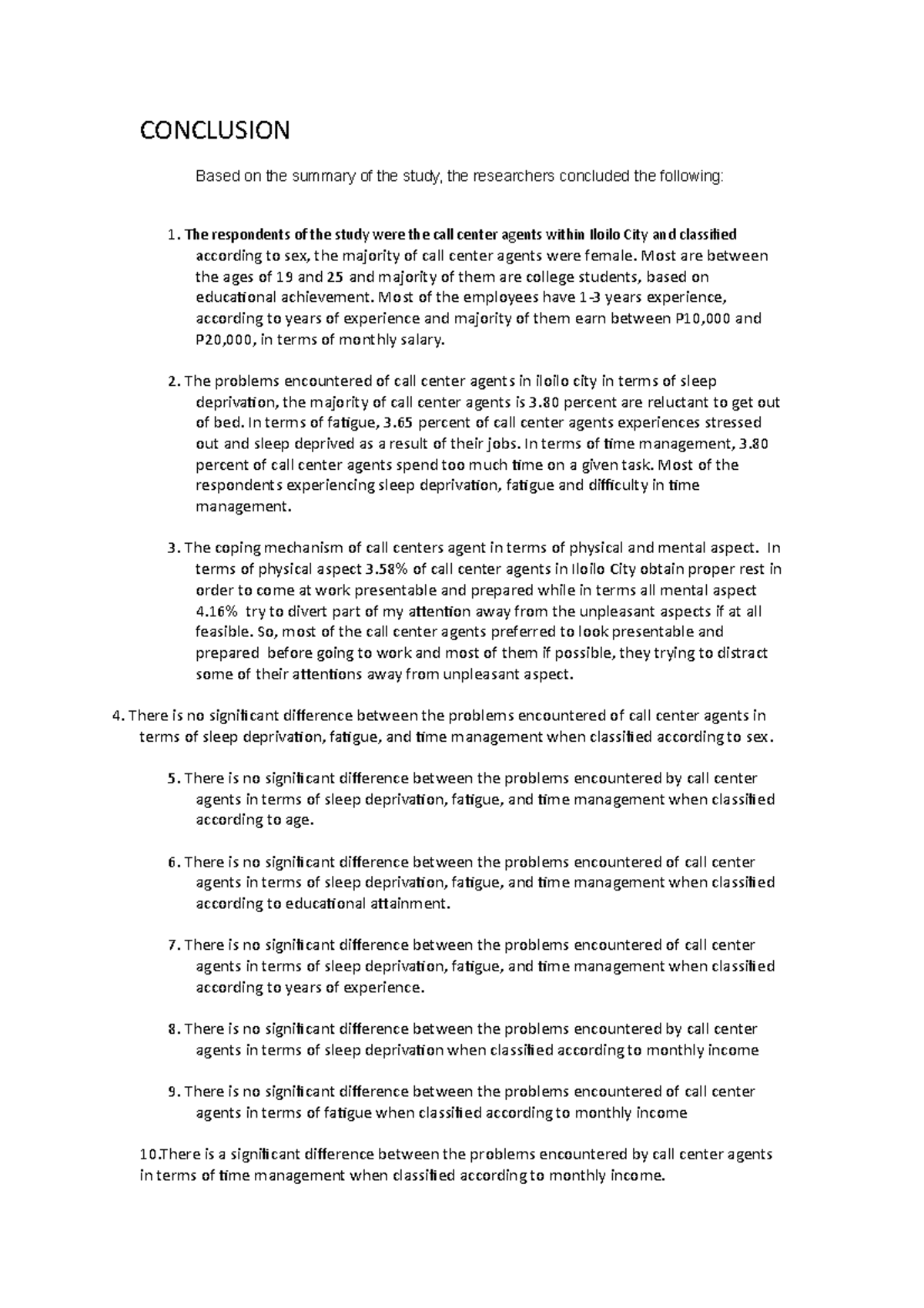 Chapter 5 Conclusion - Nana - CONCLUSION Based on the summary of the ...
