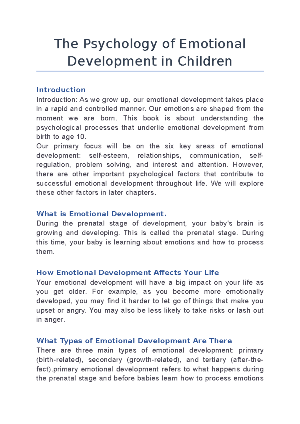 The Psychology of Emotional Development in Children - The Psychology of ...