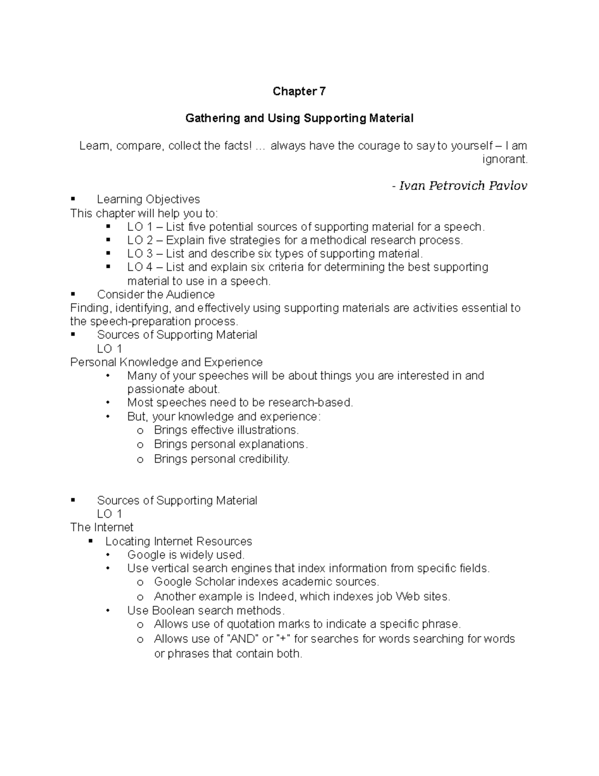 Gathering and Using Supporting Material - Chapter 7 Gathering and Using ...
