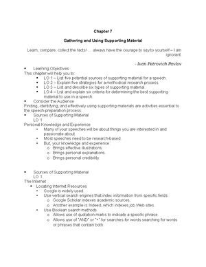 Developing Your Speech - Chapter 6 Developing Your Speech In all ...