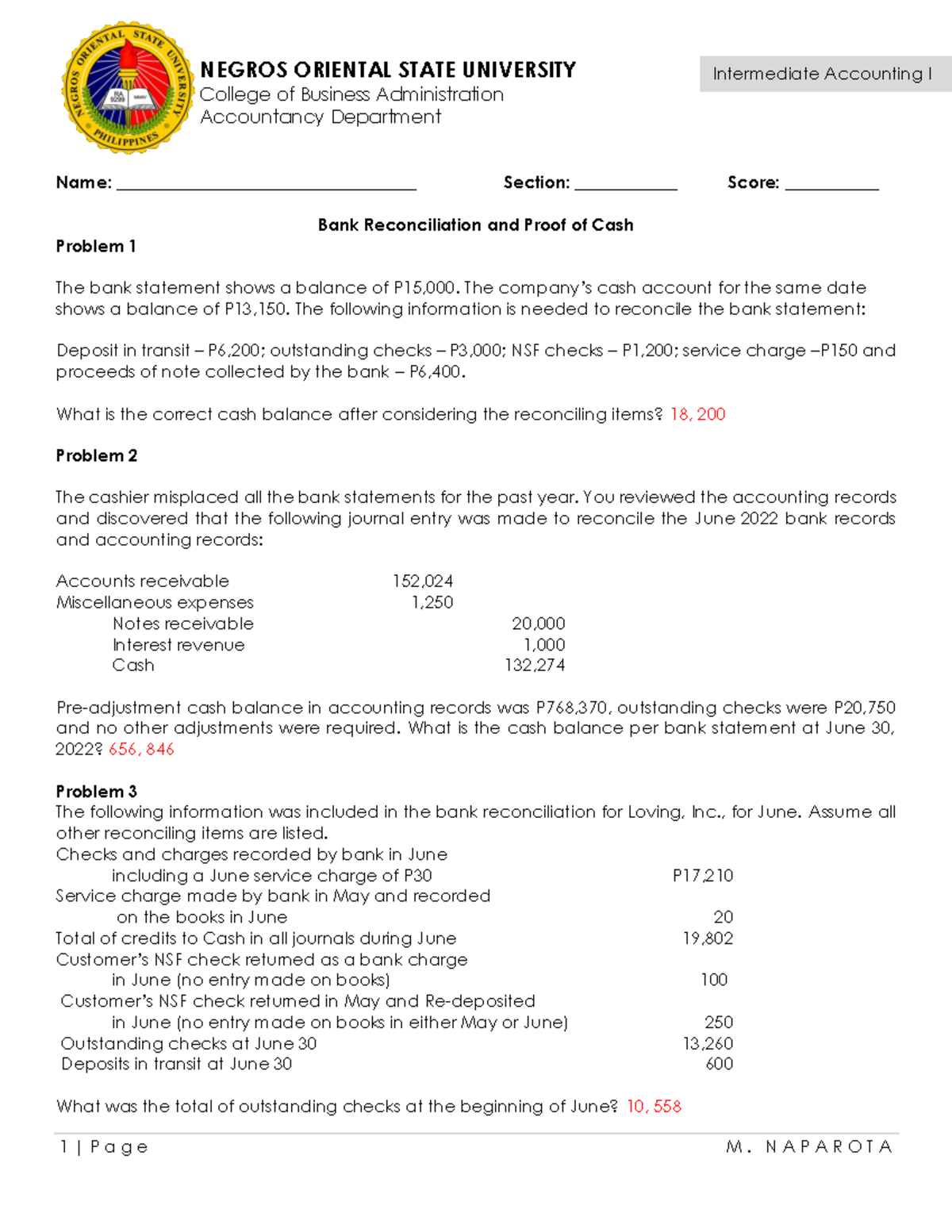 Bank-Recon-and-Proof-of-Cash - NEGROS ORIENTAL STATE UNIVERSITY College ...