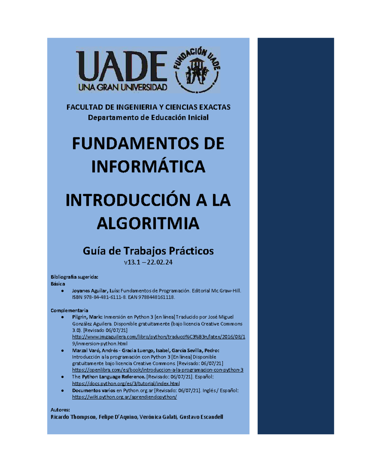 introduccion a la algoritmia - FACULTAD DE INGENIERIA Y CIENCIAS ...