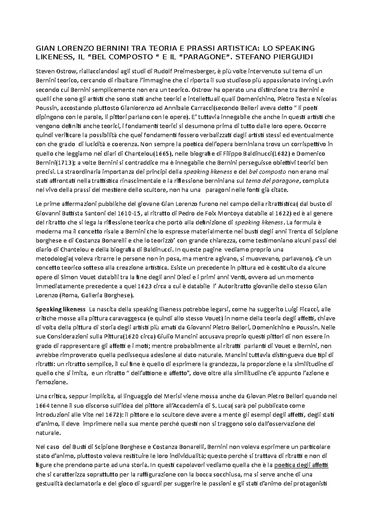 GIAN Lorenzo Bernini TRA Teoria E Prassi Artistica.LO Speaking Likeness ...