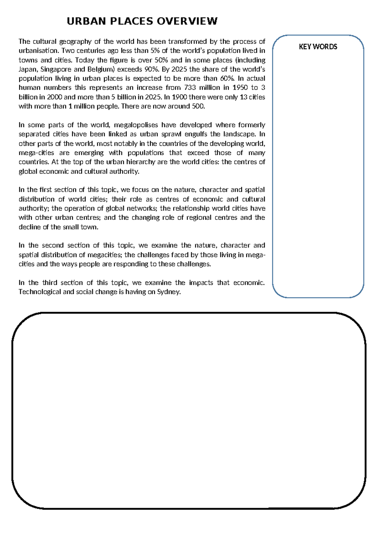 Urban Places Overview - Skills - URBAN PLACES OVERVIEW The cultural ...