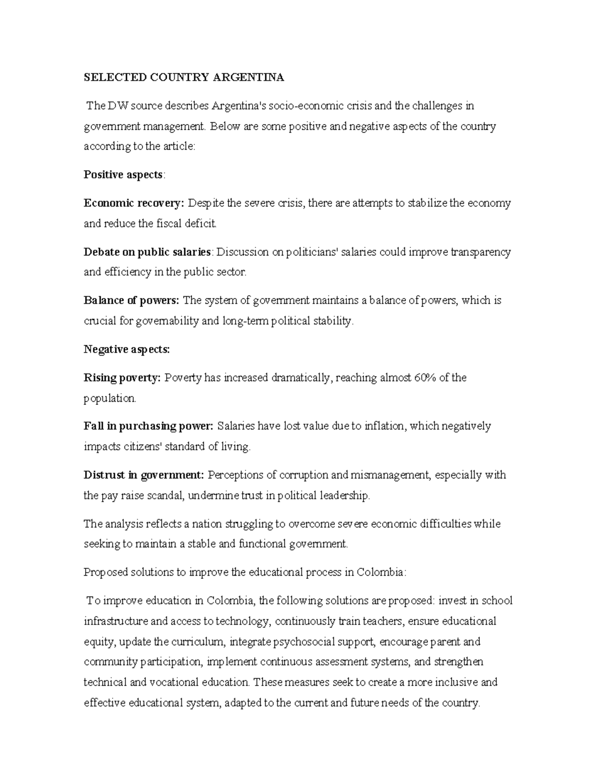 Selected Country Argentina - SELECTED COUNTRY ARGENTINA The DW source ...