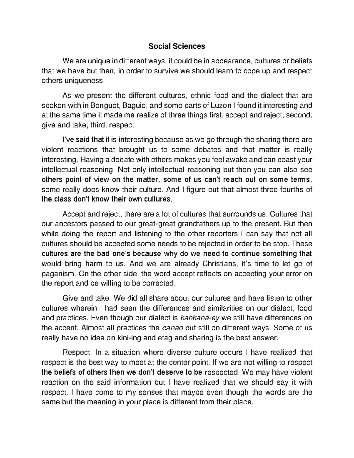 Socsci - Social Sciences We are unique in different ways, it could be ...