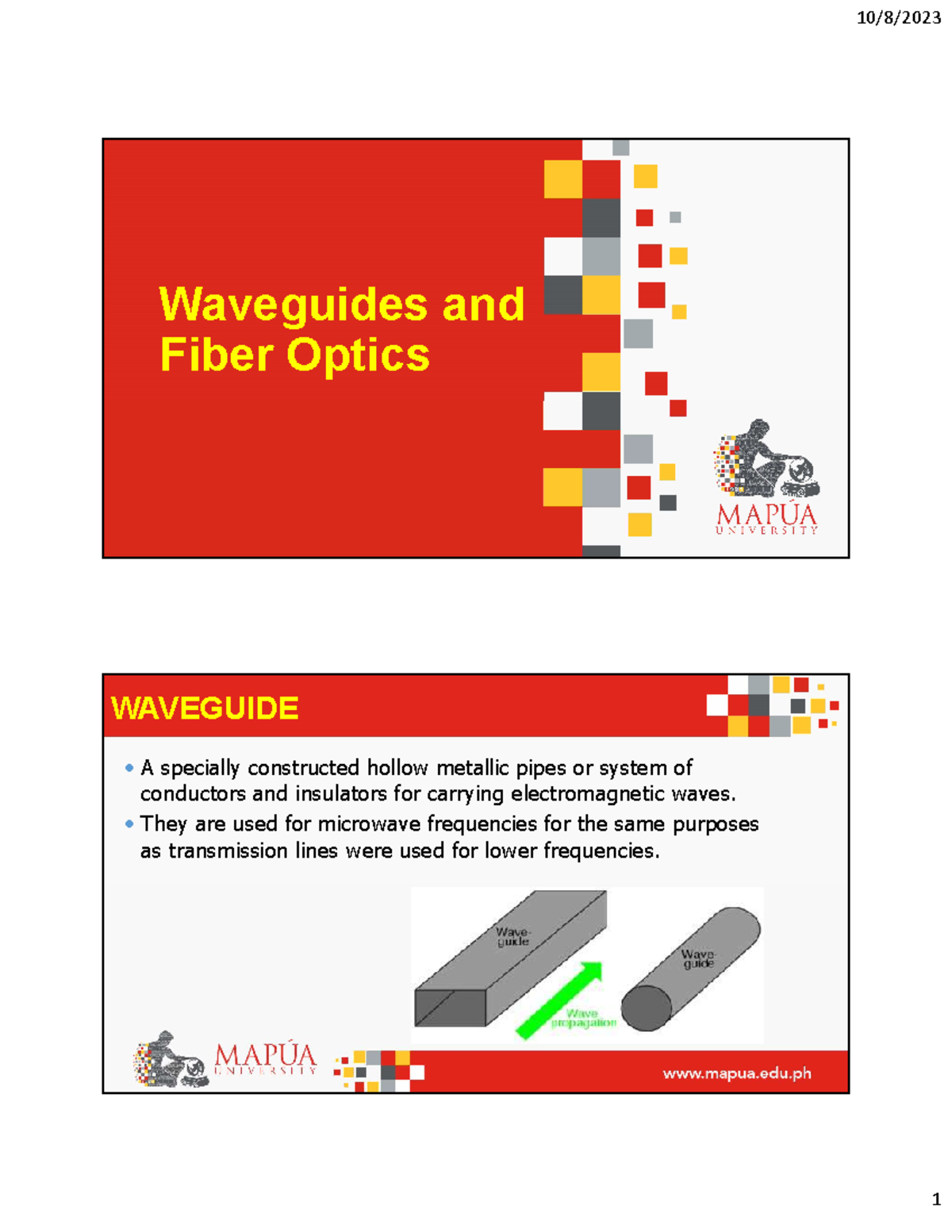 Lecture Notes 3 - Waveguides and Fiber Optics WAVEGUIDE A specially ...