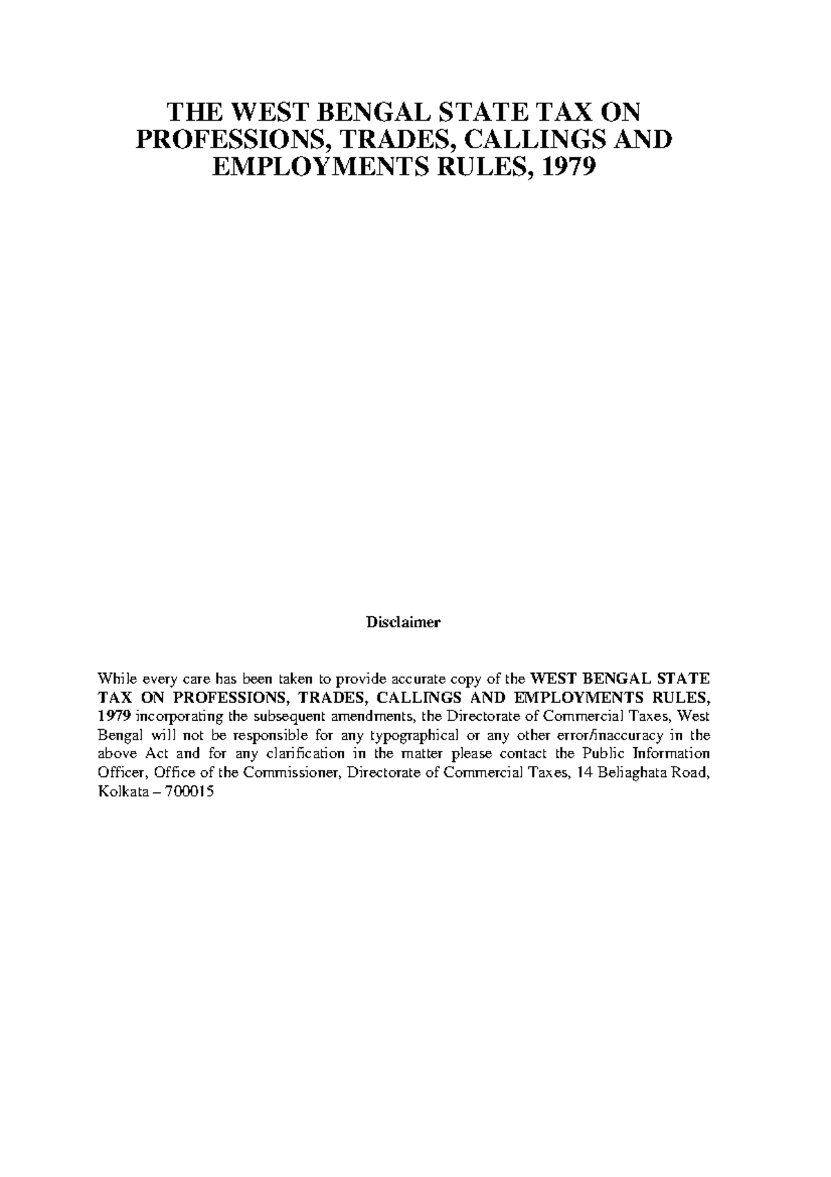 PT Rule - Mass - THE WEST BENGAL STATE TAX ON PROFESSIONS, TRADES ...