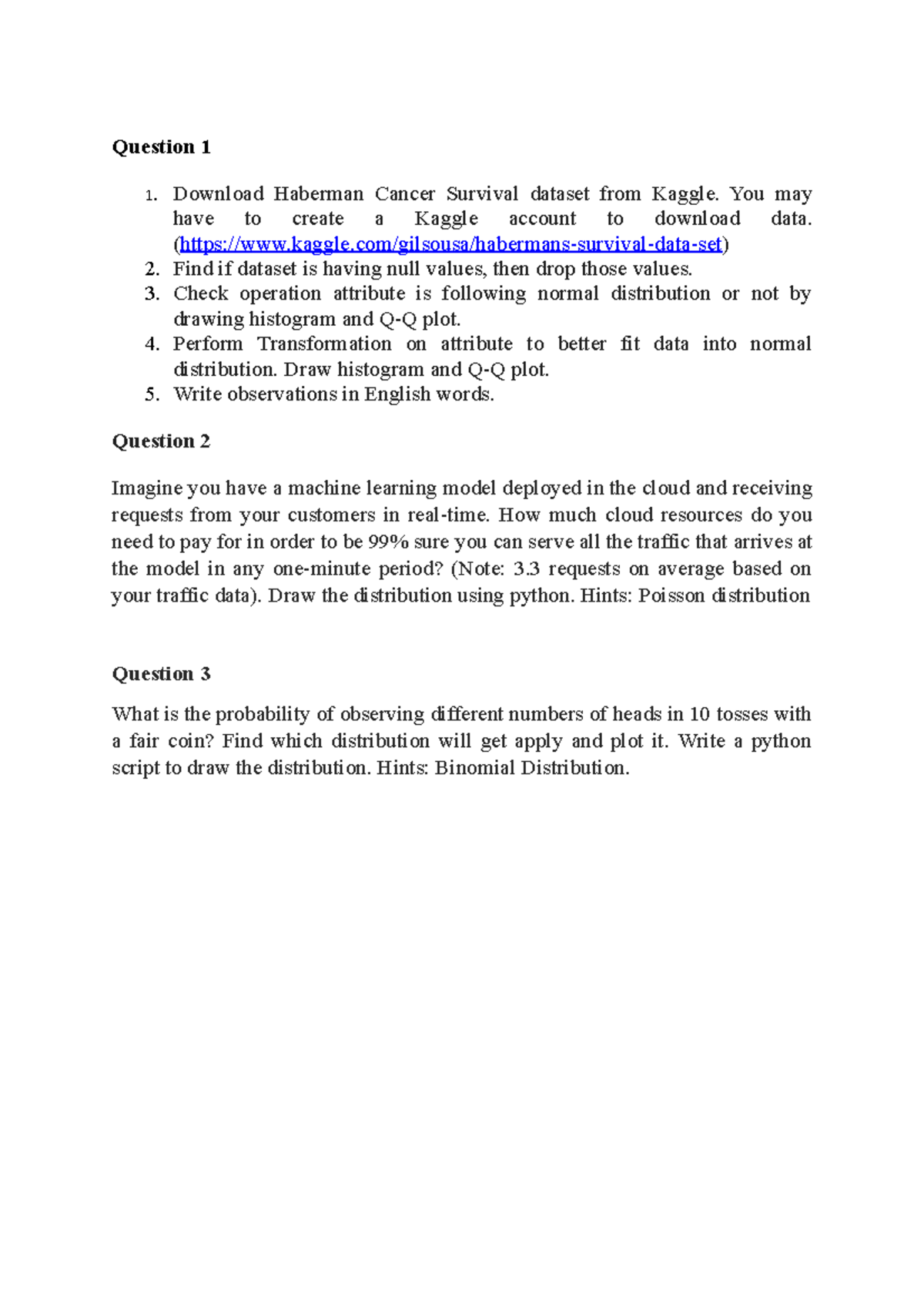 Assignment 2 - data science - Question 1 Download Haberman Cancer ...
