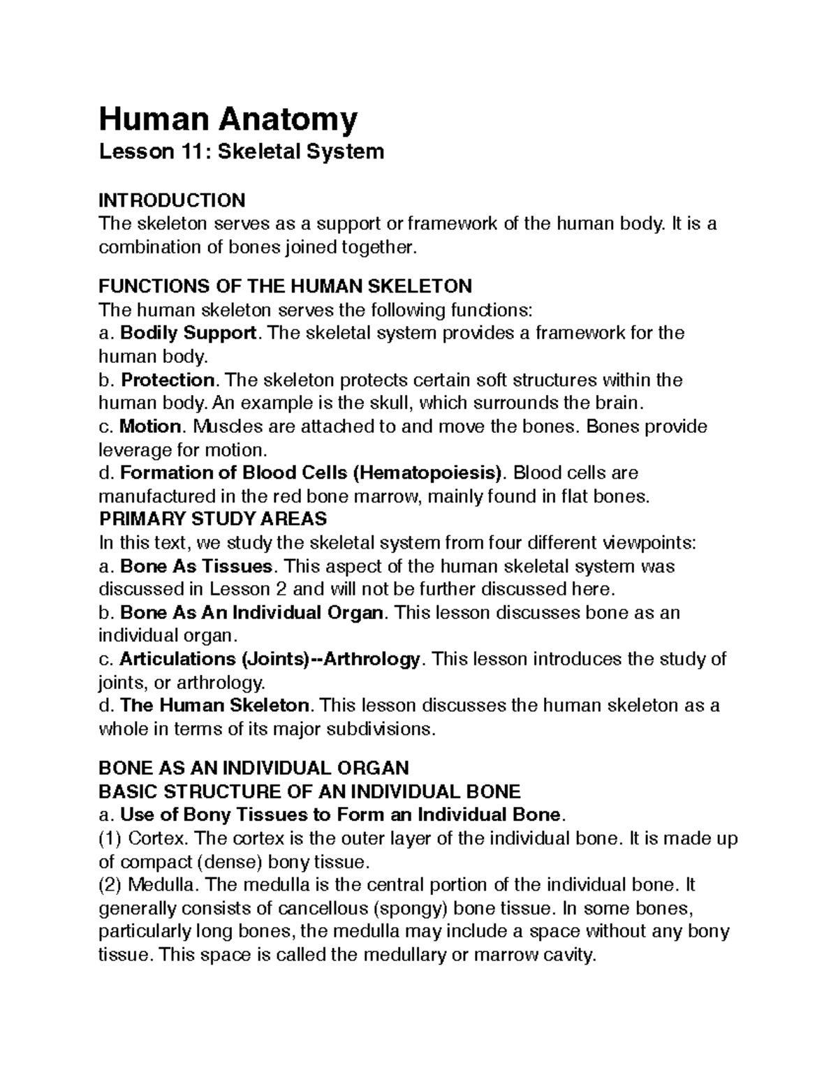 Anat 11 - skeletal system anatomy class notes - Human Anatomy Lesson 11 ...