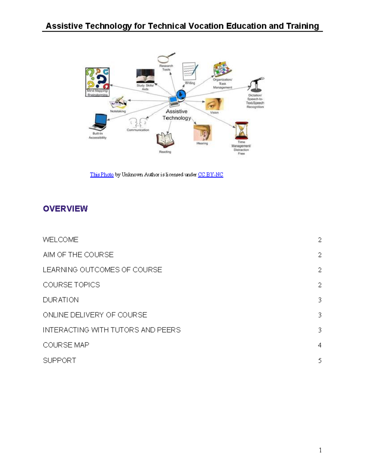 Course Outline - AT for TVET - OVERVIEW WELCOME AIM OF THE COURSE ...