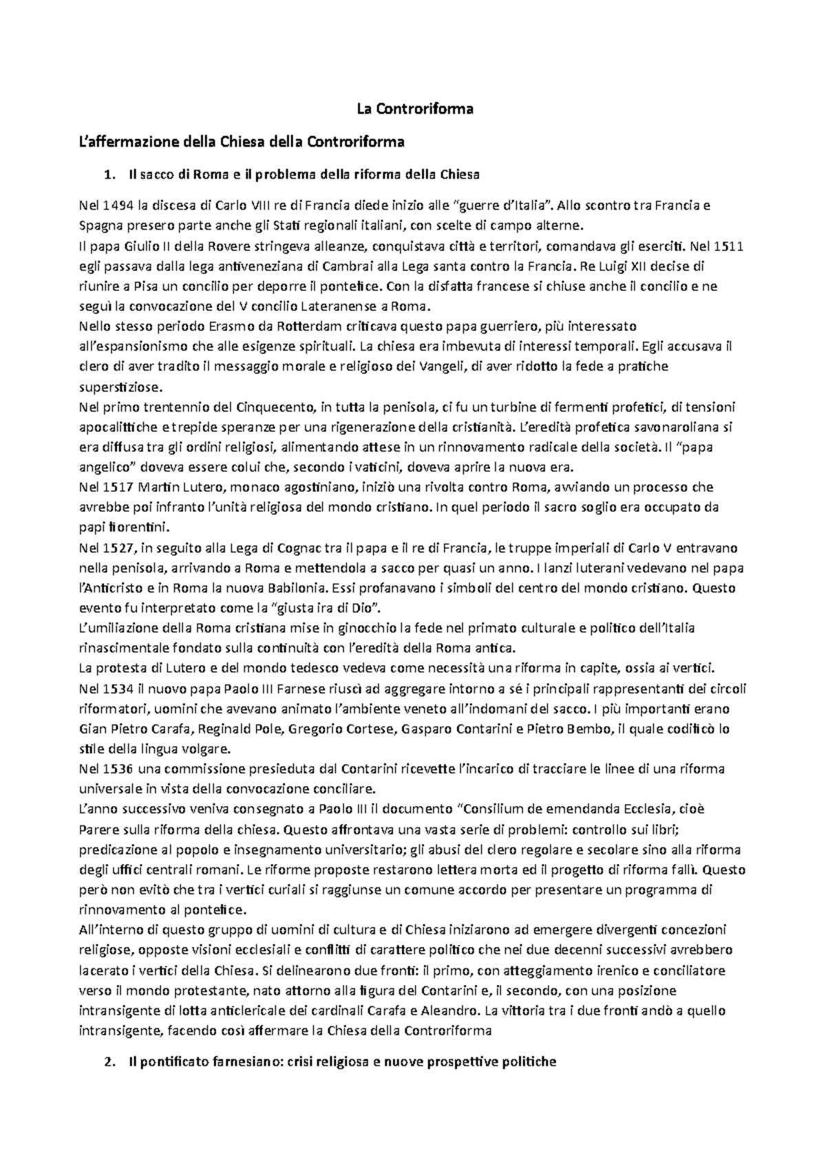 La Controriforma - La Controriforma L’affermazione della Chiesa della ...