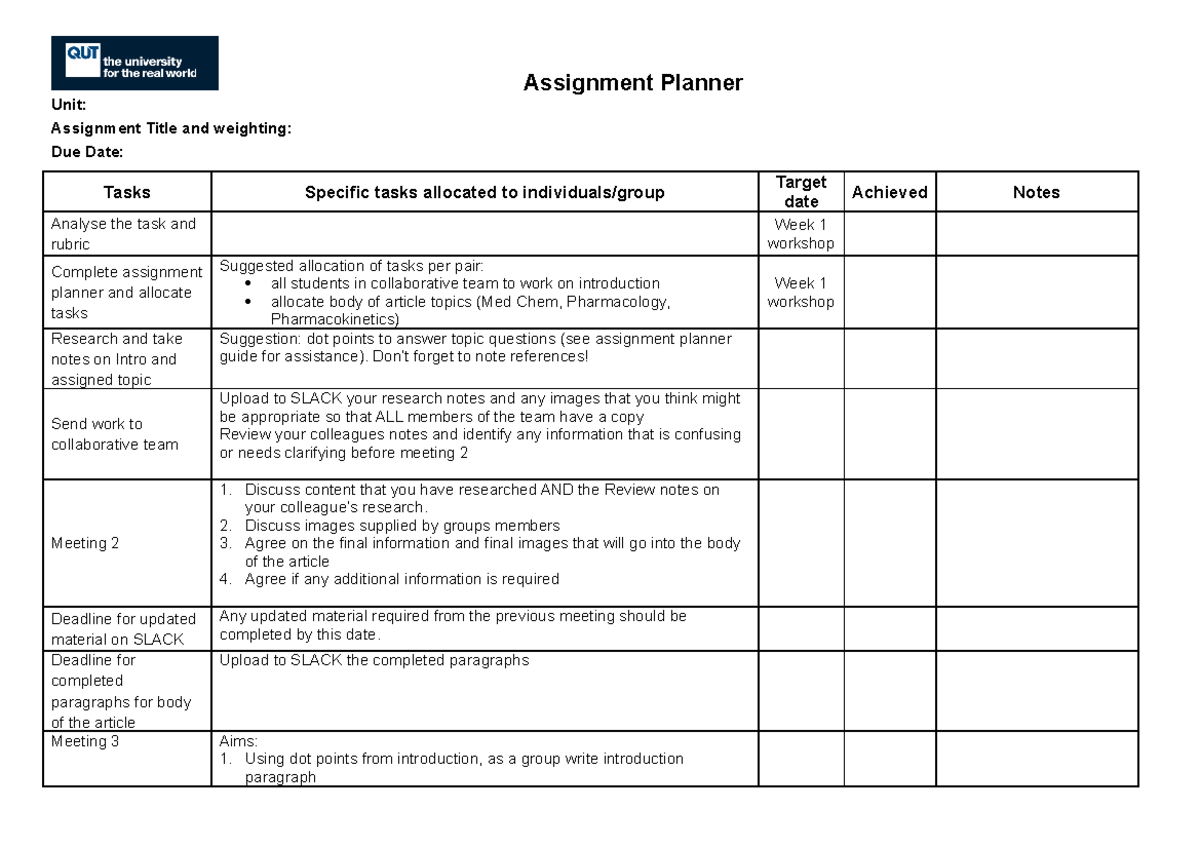 Assignment planner 2022(1) - Assignment Planner Unit: Assignment Title ...