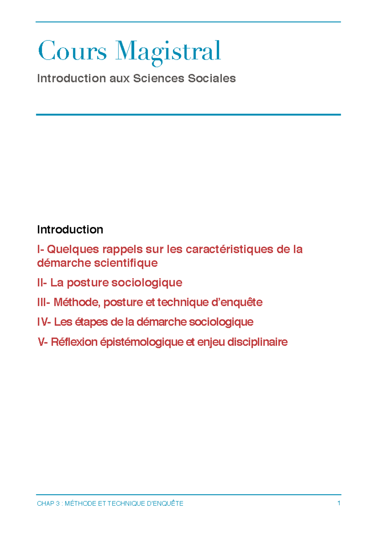 Chapitre 2 : Méthode et technique d’enquête - Cours Magistral ...