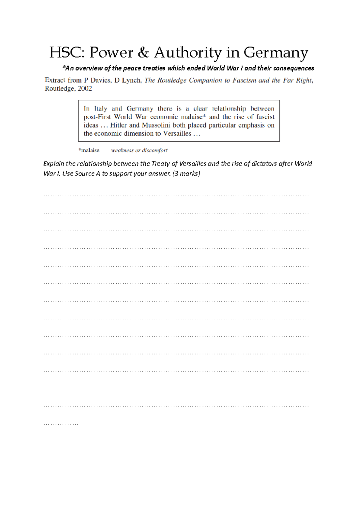 HSC Power & Authority in Germany Practice Questions - HSC: Power ...