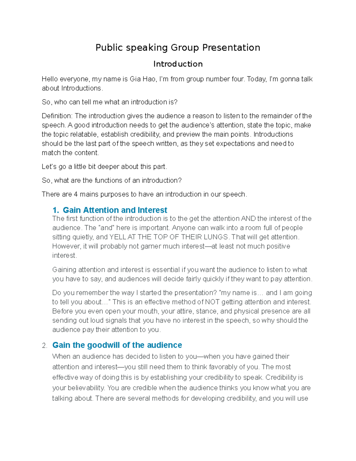 Public Speaking group presentation - Public speaking Group Presentation ...