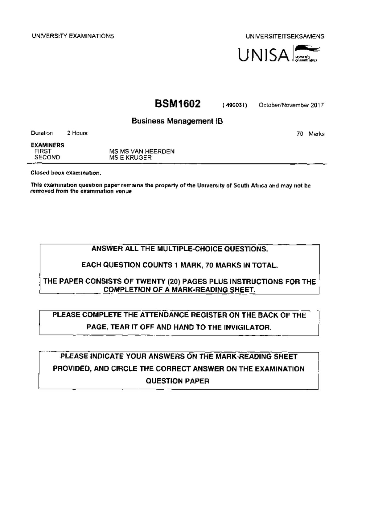 BSM1602 2017 10 E 1 - answers to chapter 1 and 2 - ECO 111E - Studocu