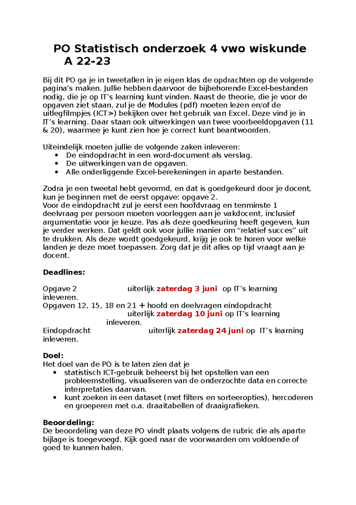 PO stat-onderz 4wi A 22-23 - PO Statistisch onderzoek 4 vwo wiskunde A ...