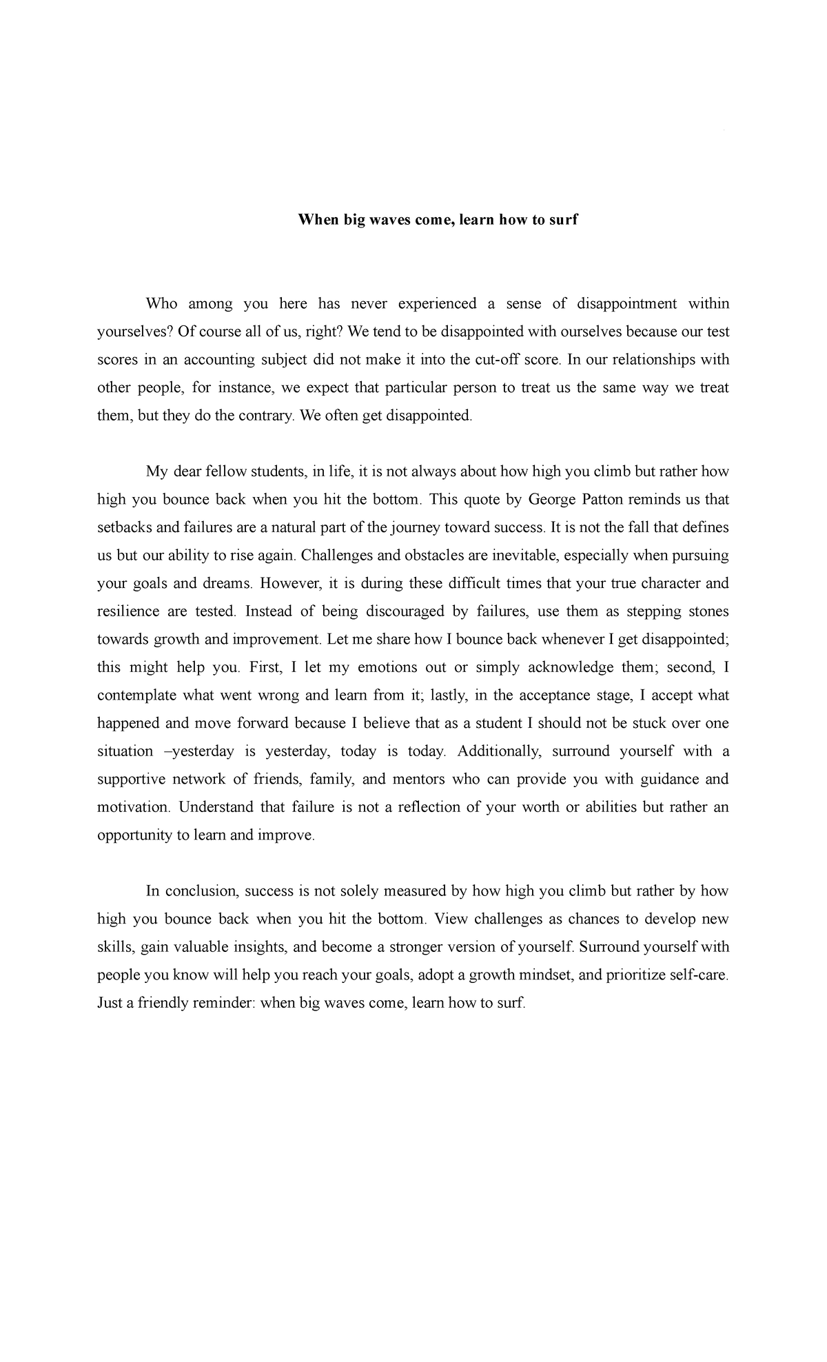 Speech-Pur.Com. edited - Name: Katrinah Mae C. Cabangbang BA204 ...