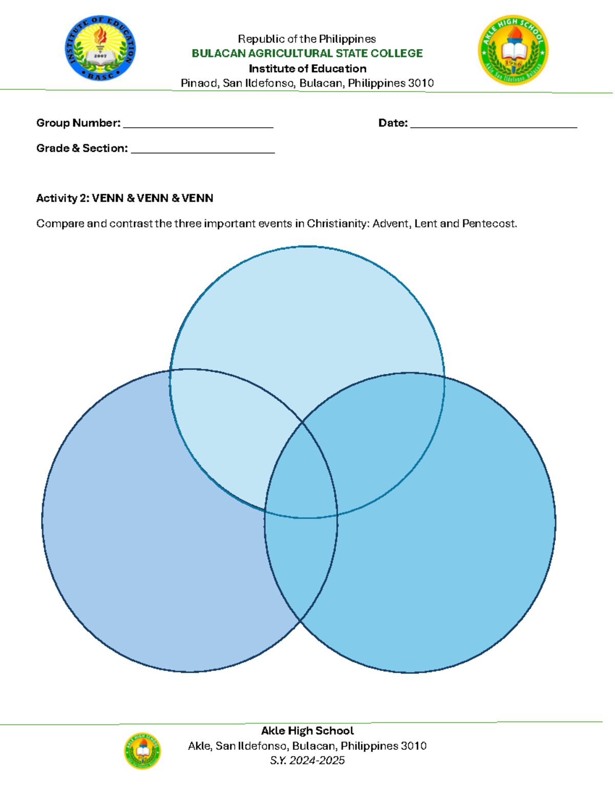 Activity 2- VENN VENN VENN- Iwrbs - Republic of the Philippines BULACAN ...