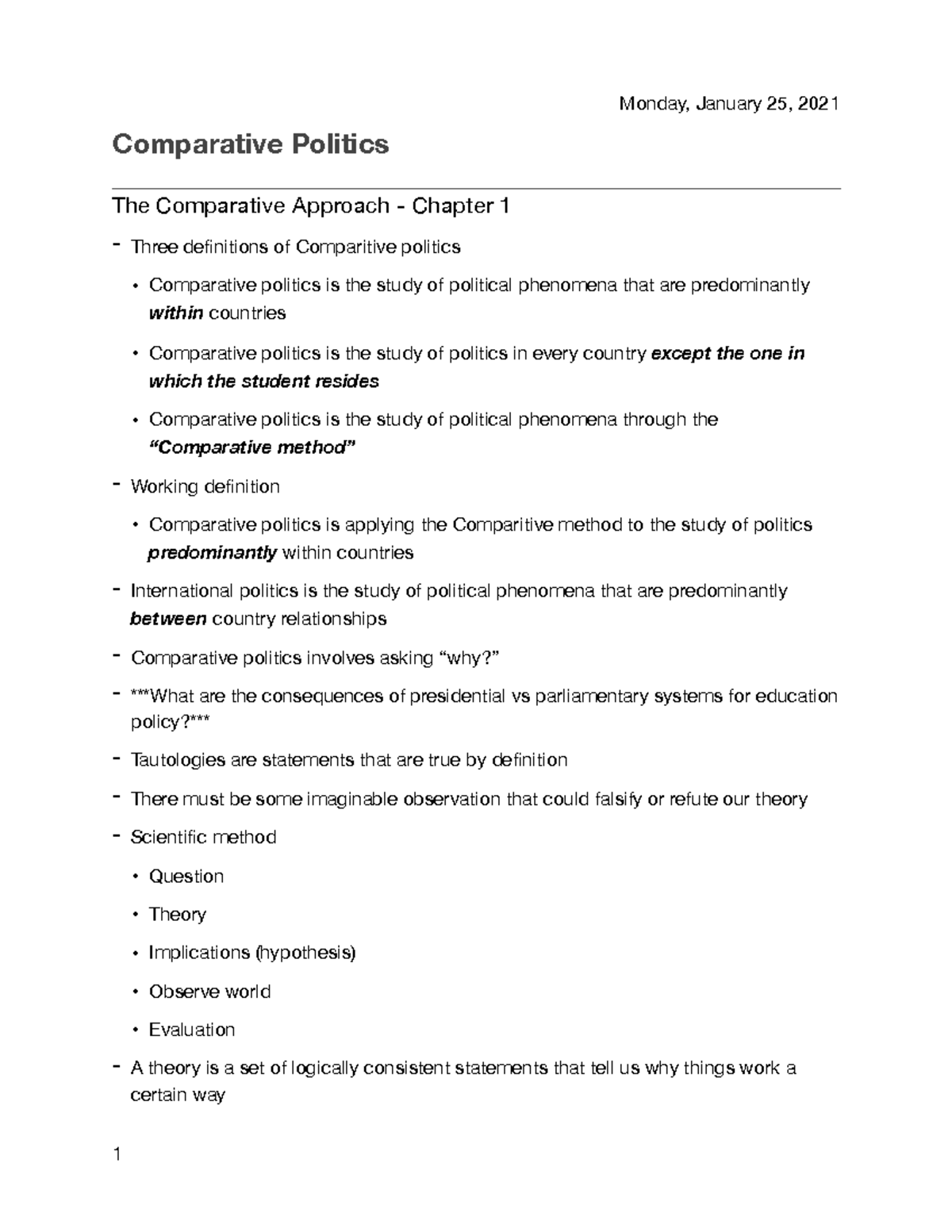 The comparitive approach - Monday, January 25, 2021 Comparative ...