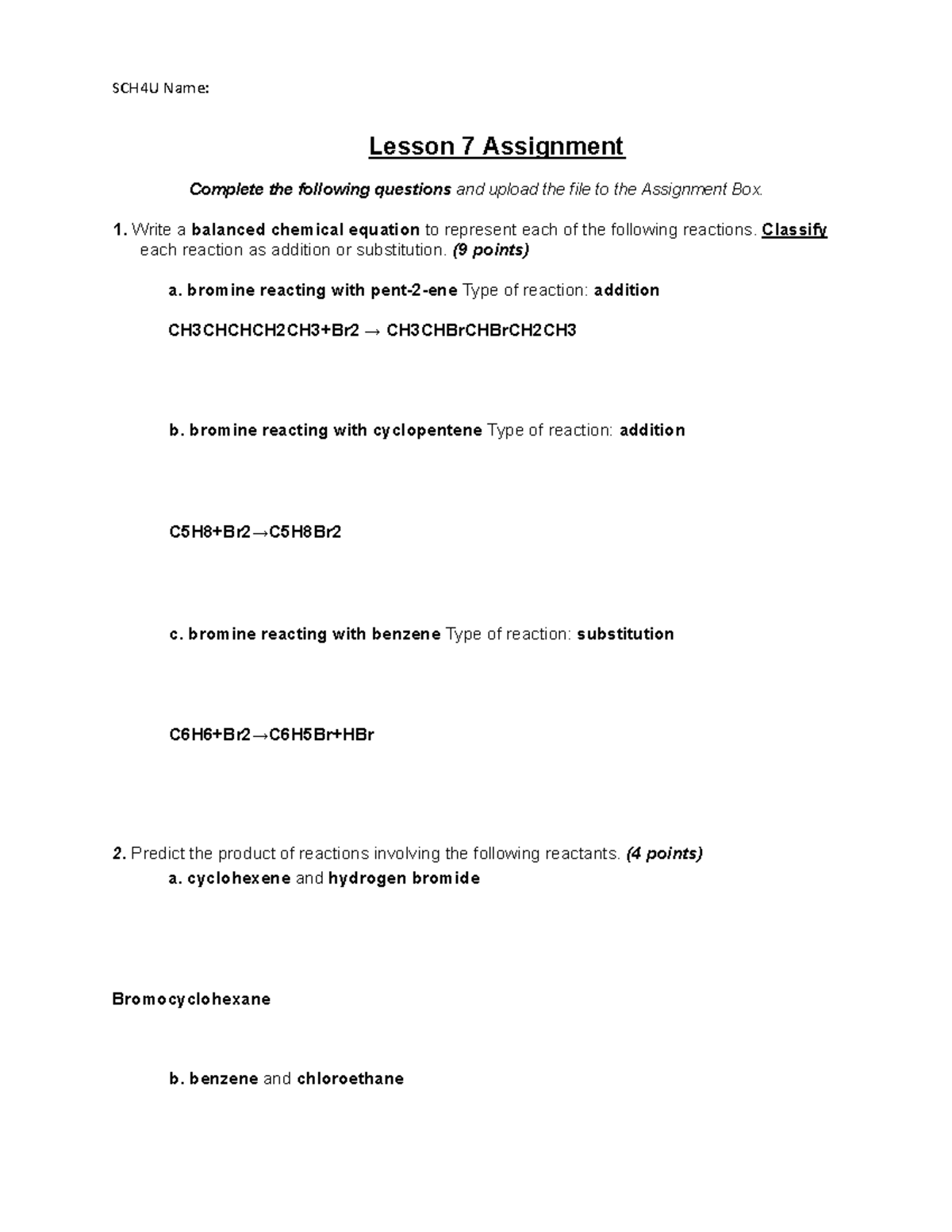 Lesson 7 worksheet - SCH4U Name: Lesson 7 Assignment Complete the ...