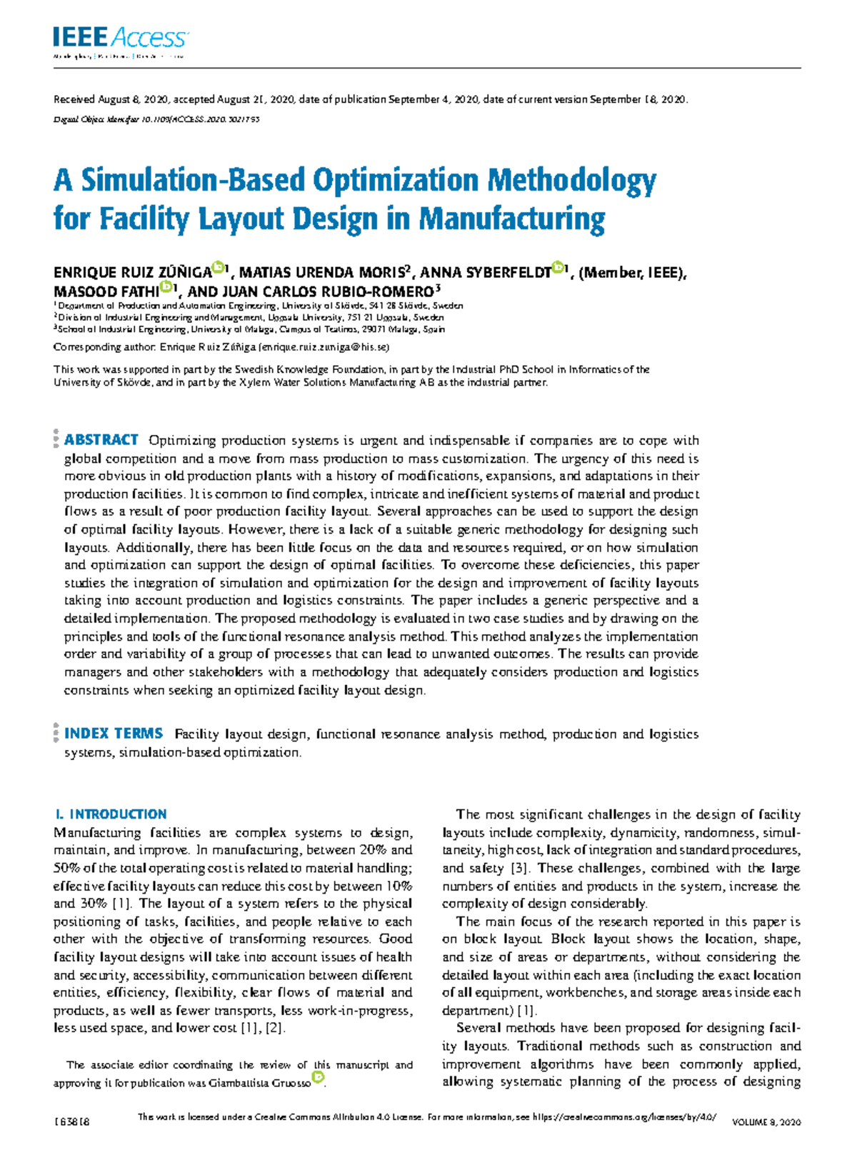 A Simulation Based Optimization Methodology For Facility Layout Design
