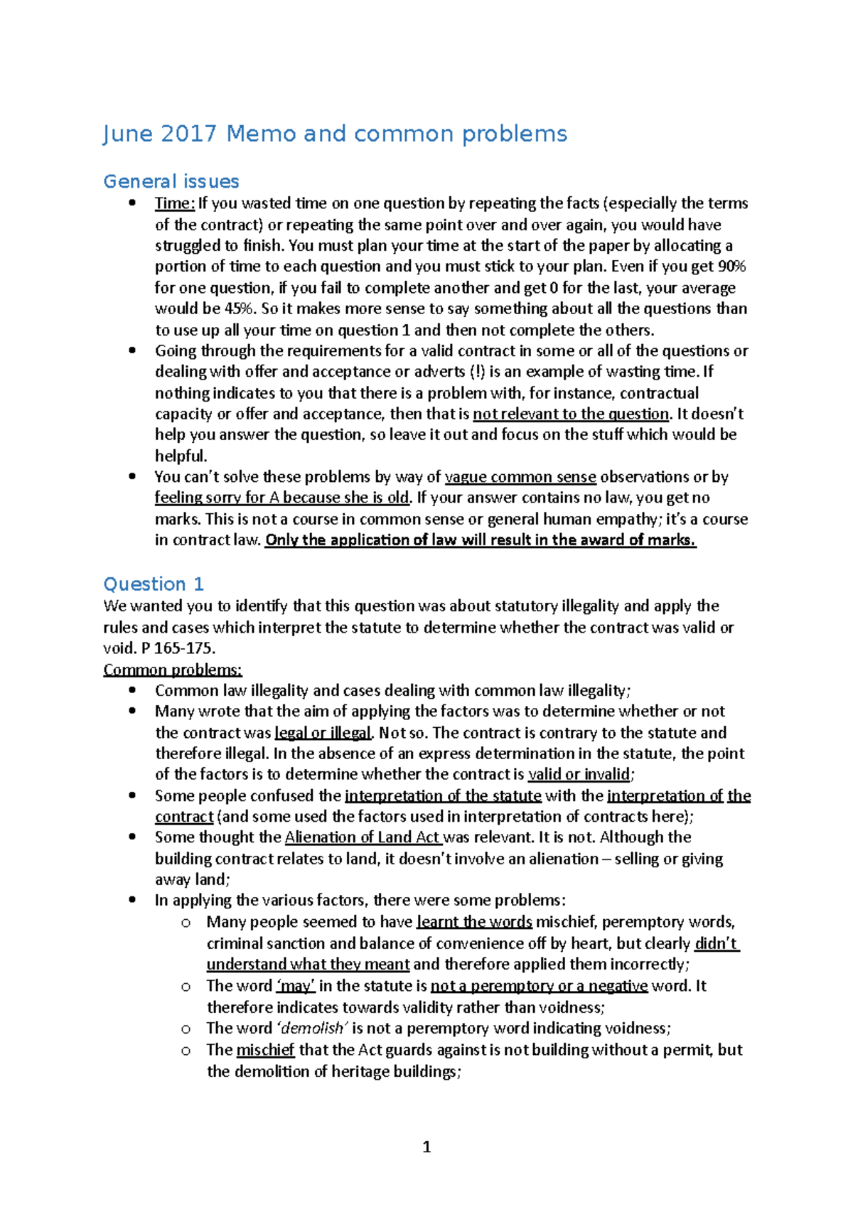 June 2017 Memo and common problems - June 2017 Memo and common problems ...