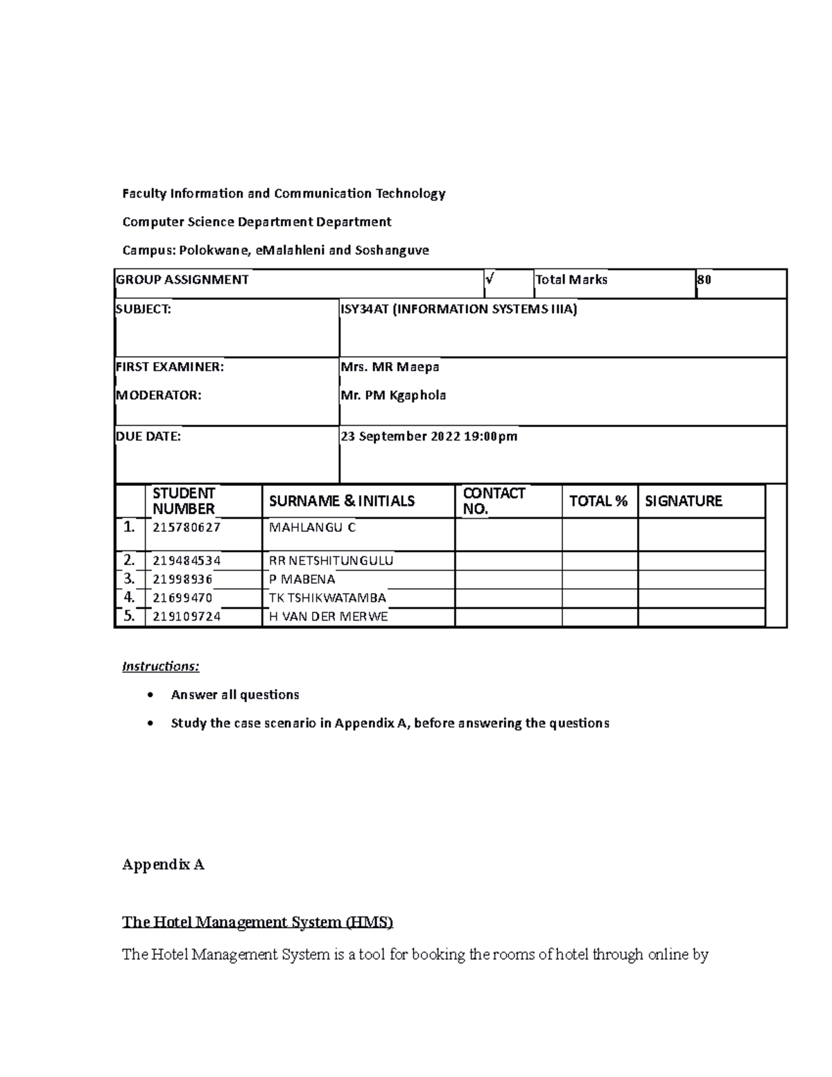 ISY34AT Group Assignment 2022 S2 - Faculty Information and Communication Technology Computer ...