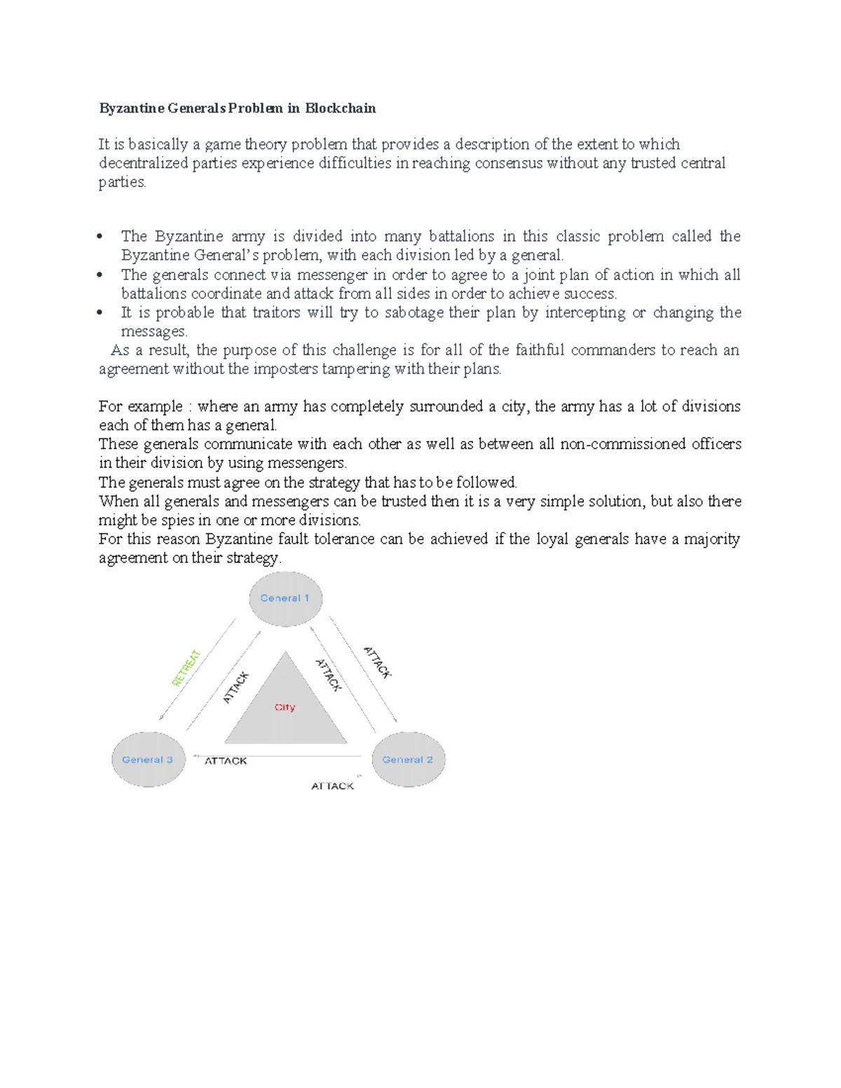 Byzantine Generals Problem in Blockchain - The Byzantine army is divided into many battalions in ...