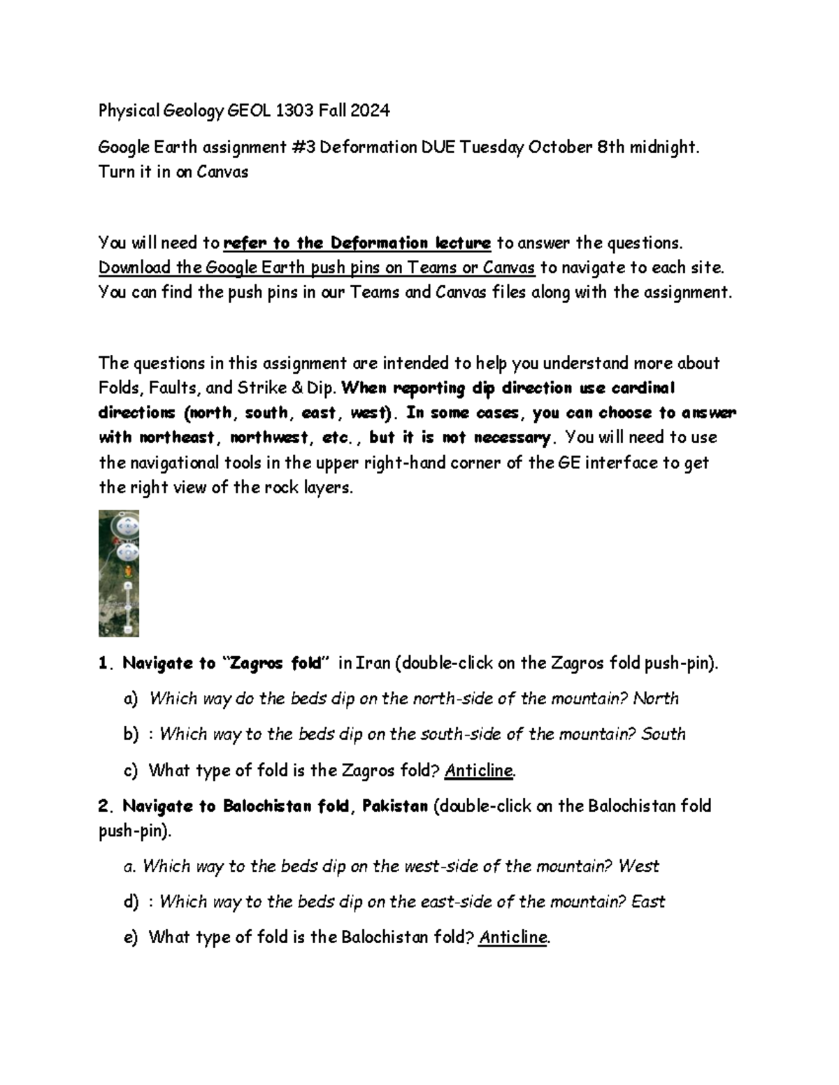 Assignment 2 deformation - Physical Geology GEOL 1303 Fall 2024 Google ...