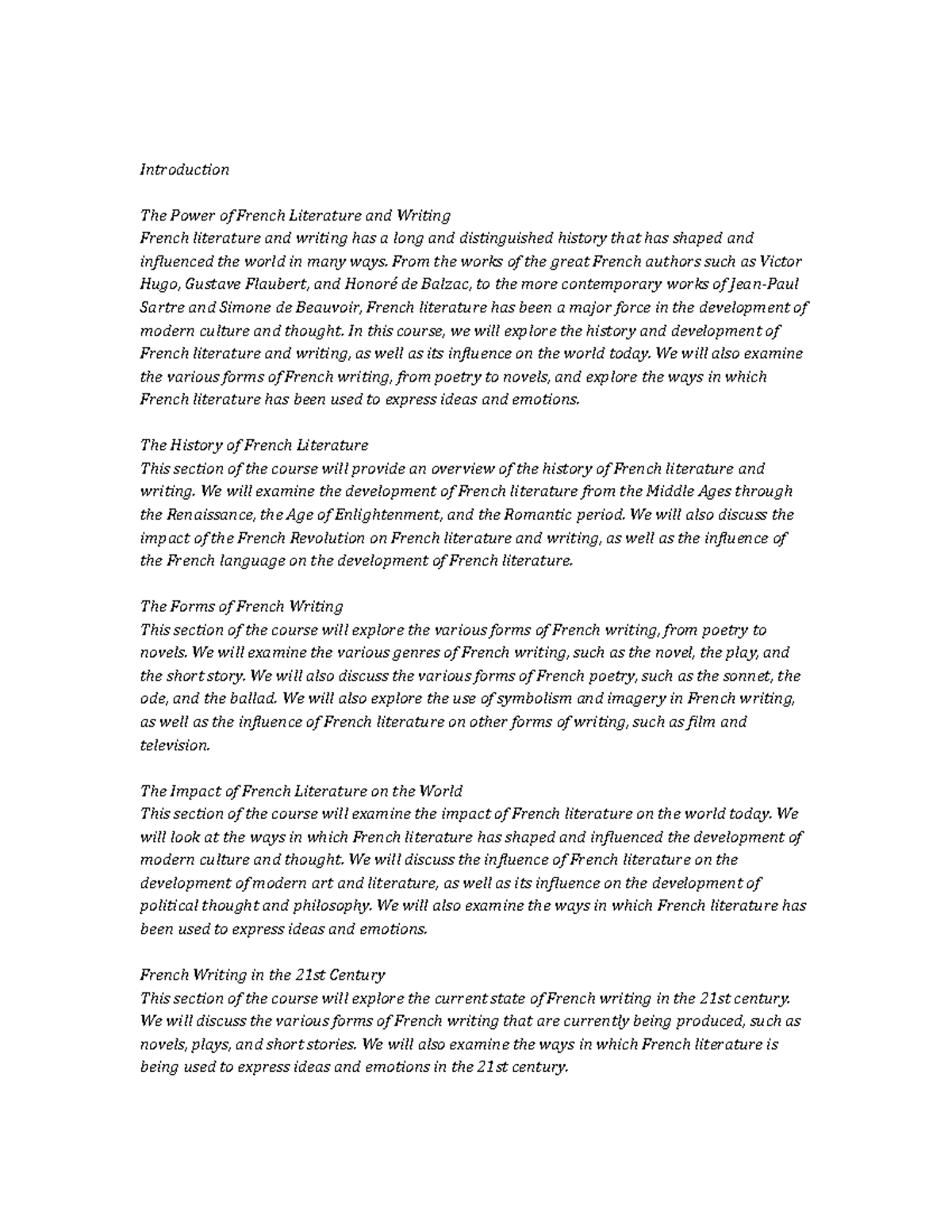 Special Topics in Literature and Writing Notes de cours - Introduction ...