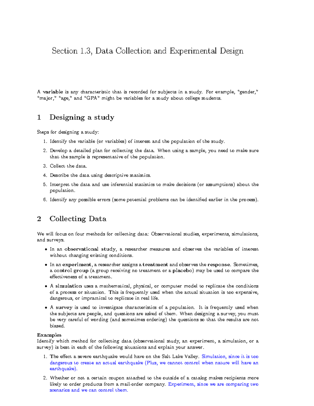 Section 13 - ,mkkkk - Section 1, Data Collection and Experimental ...