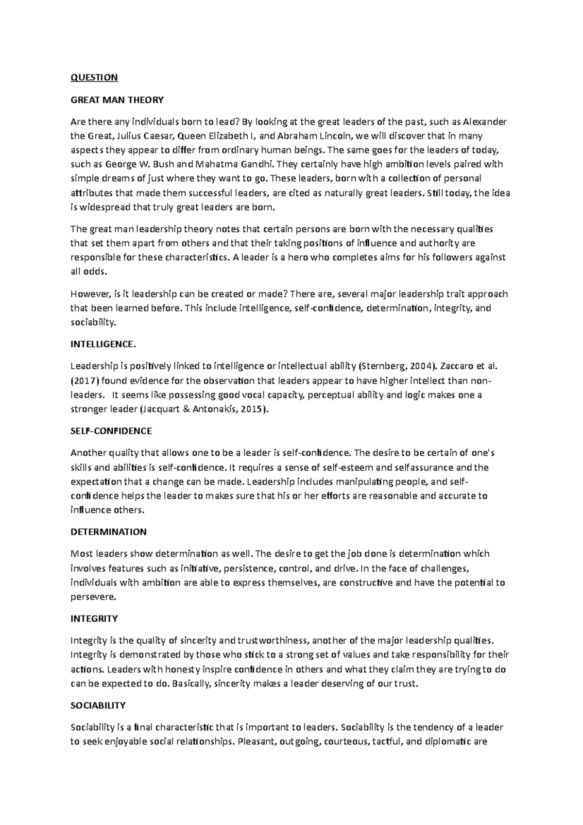 Question great man - QUESTION GREAT MAN THEORY Are there any ...