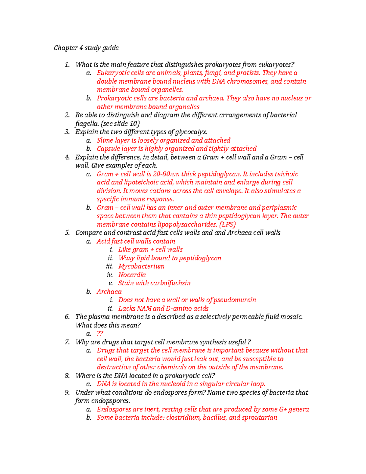 Micro 203 Chapter 4 study guide - Chapter 4 study guide What is the main feature that ...