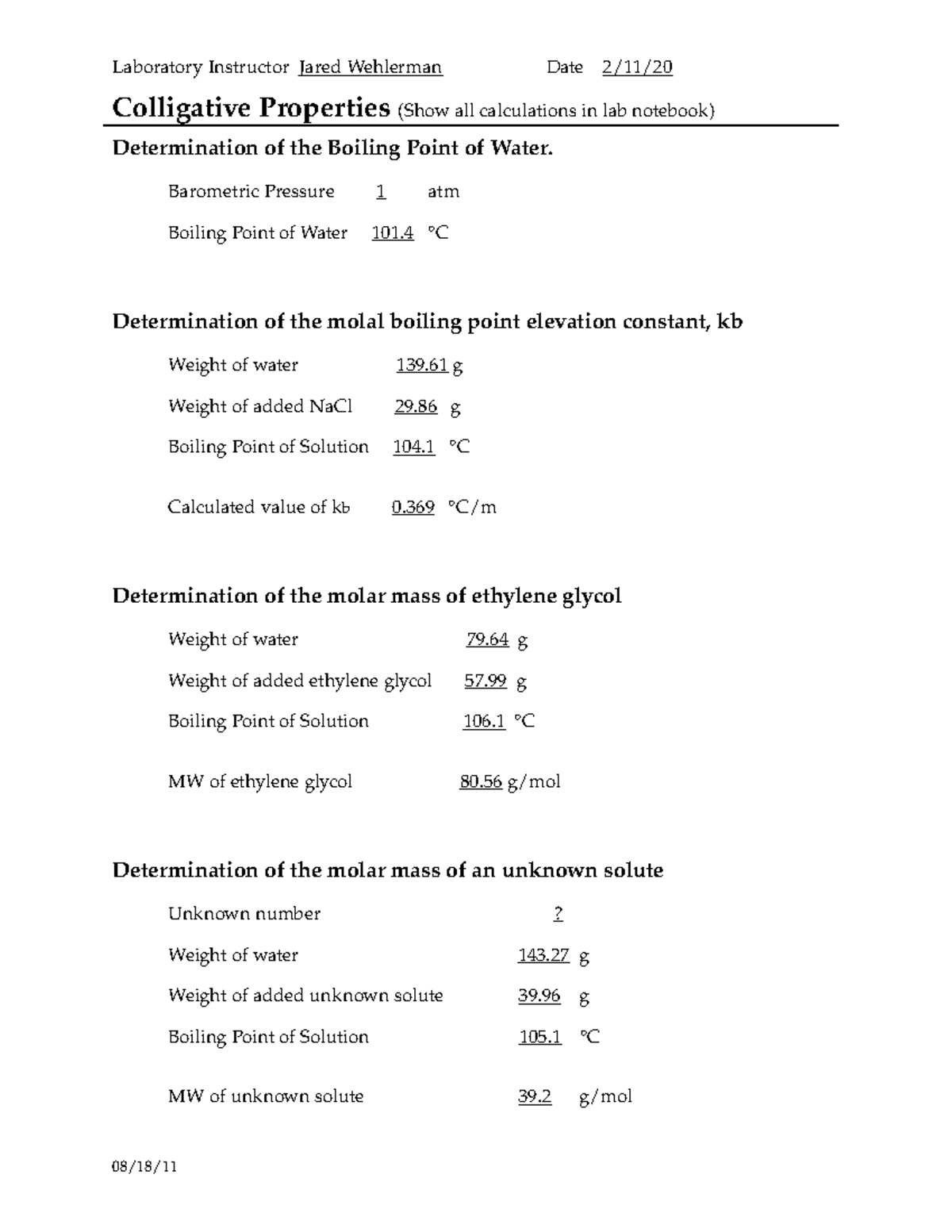 03.Colligative Prop Submission - Laboratory Instructor Jared Wehlerman ...