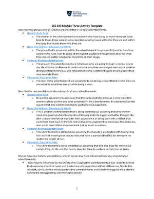 SCS 100 Module One Activity Template - SCS 100 Module One Activity ...