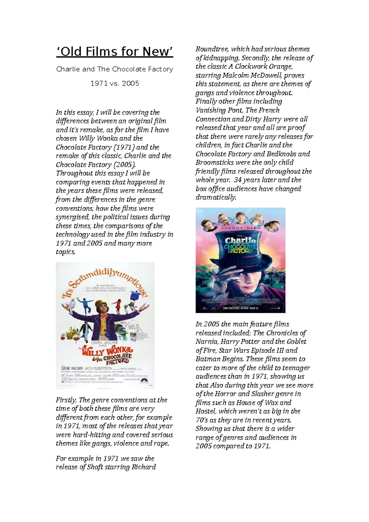 ‘Old Films for New’ - ‘Old Films for New’ Charlie and The Chocolate ...