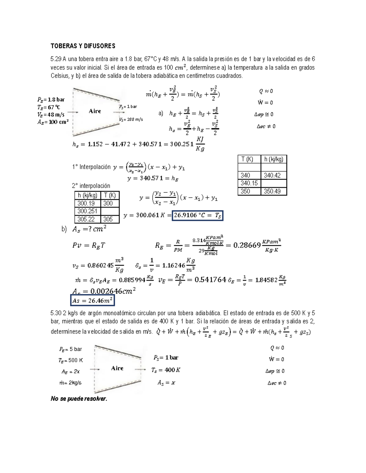 Ejercicios Toberas Difusores Turbinas VA - TOBERAS Y DIFUSORES 5 A una tobera entra aire a 1 bar ...
