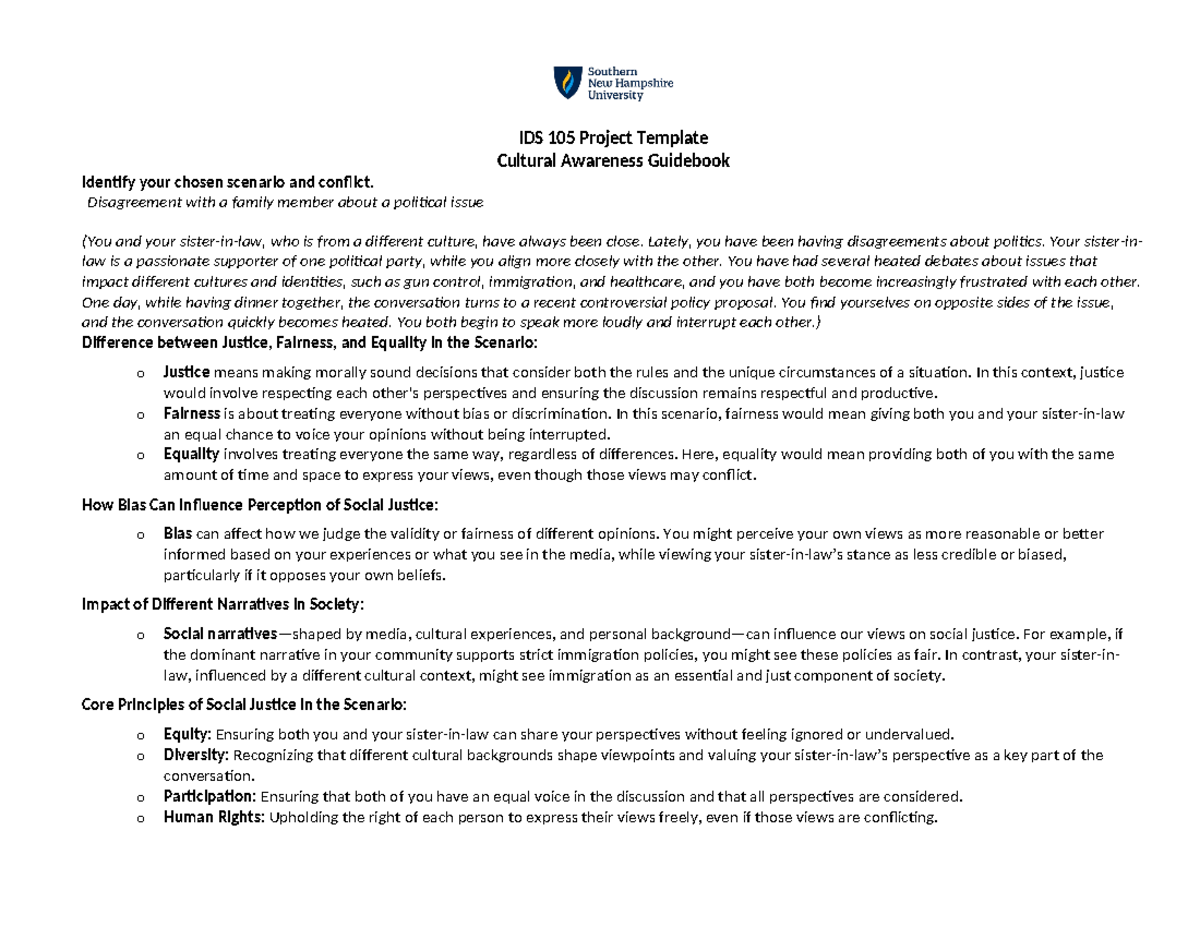 IDS 105 Project Template module 6 - IDS 105 Project Template Cultural ...