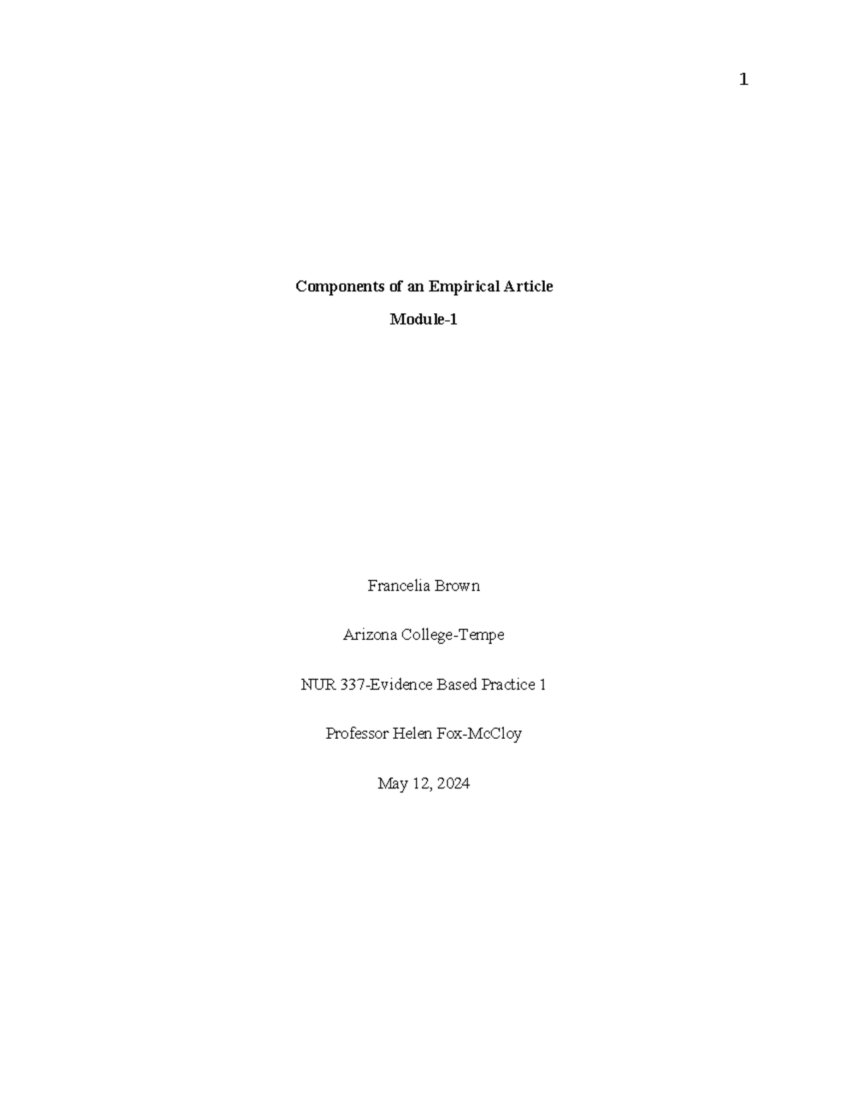 Components of an Empirical Article Module-1 - Components of an Empirical Article Module ...