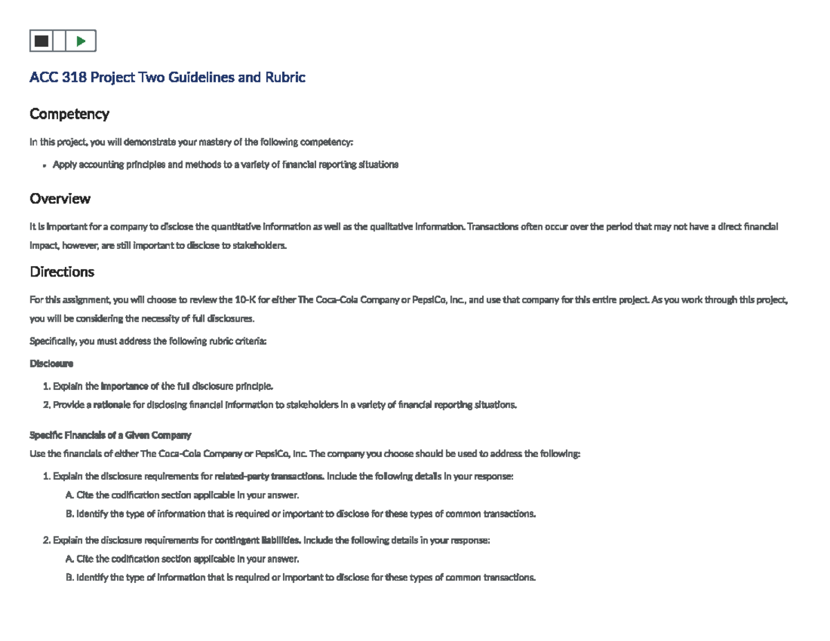 ACC 318 - Module 7 Project 2 Guidelines - ACC 318 Project Two ...