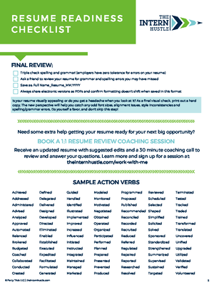 Resume Readiness Checklist The Intern Hustle-3 - Display contact information at the top of your ...