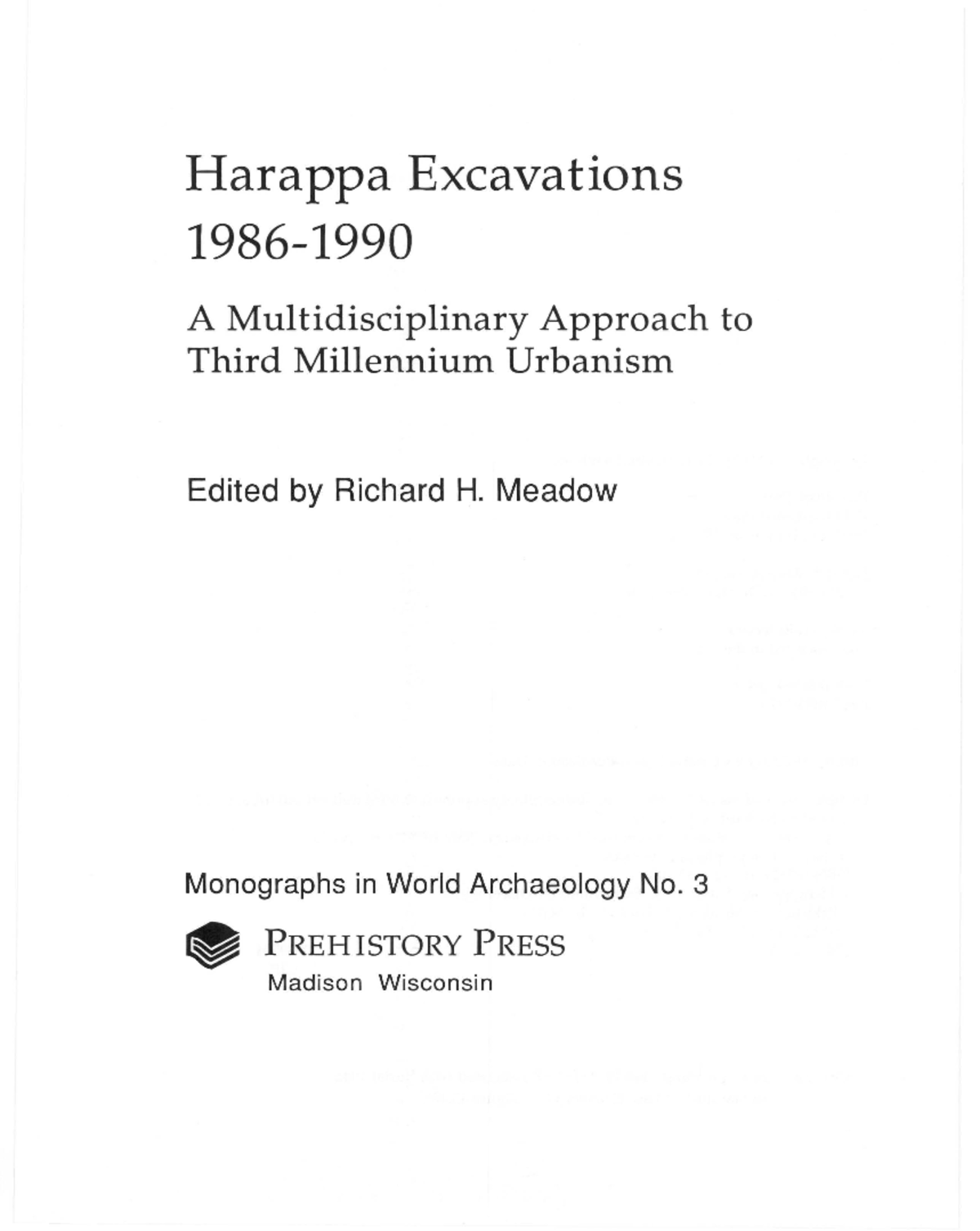Harappa 1986-90 02 Possehl-History - Harappa Excavations 1986- A ...