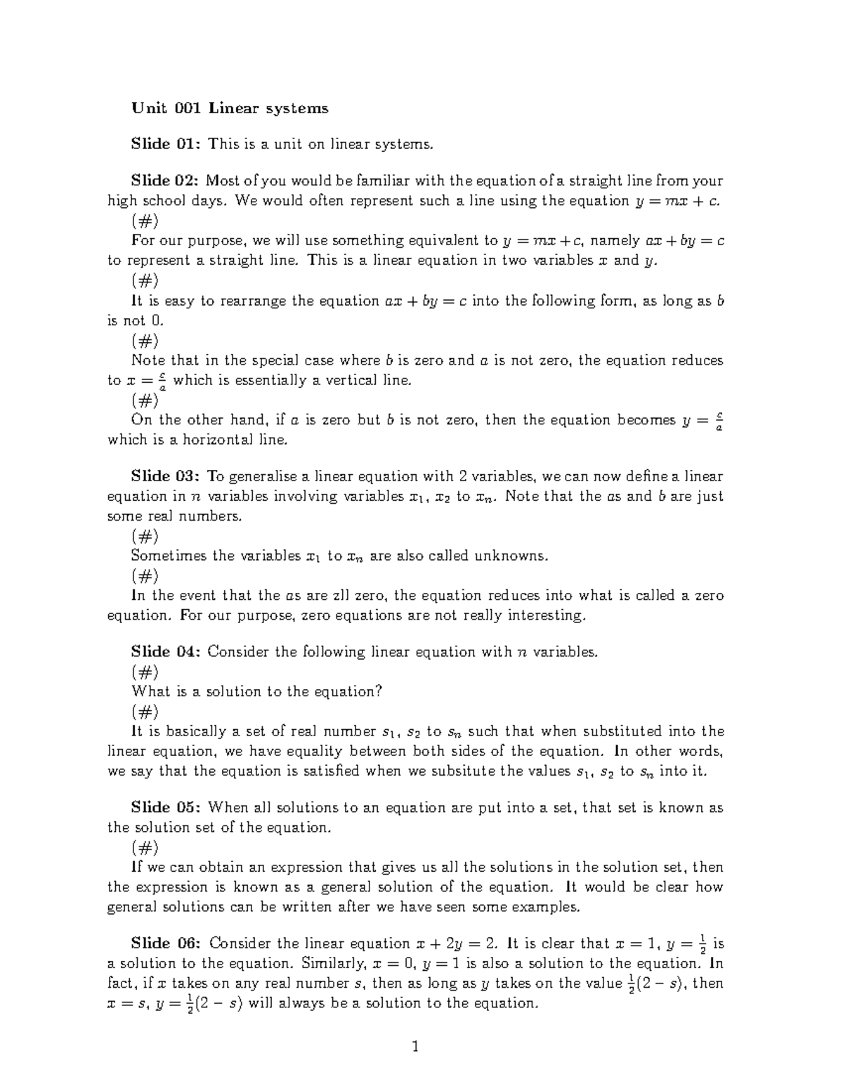 Pythin Cheatsheet Unit 001 Linear Systems Slide 01 This Is A Unit On 9094